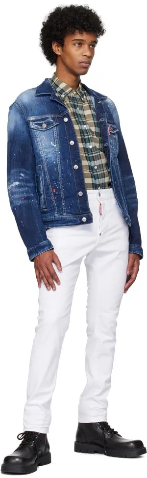 Dsquared2 Denim Jacket With Paint Splatter Detail - Medium Blue