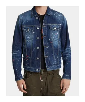 Dsquared2 Denim Jacket With Paint Splatter Detail - Medium Blue