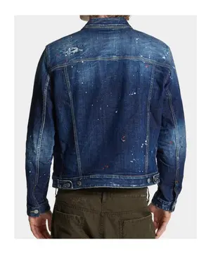 Dsquared2 Denim Jacket With Paint Splatter Detail - Medium Blue