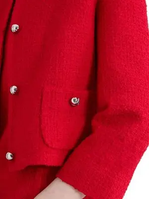 PATOU Collarless Button-down Long-sleeve Jacket - Red