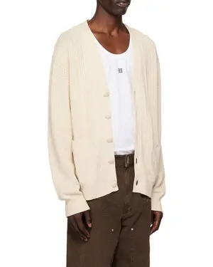 Givenchy Button-up Knit Cardigan With Raised 4g Logo - Ivory