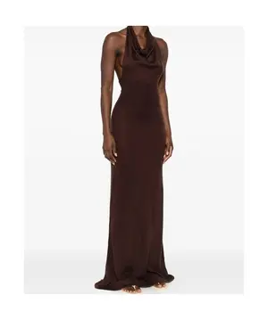 AYA MUSE Reed Halterneck Maxi Dress - Black