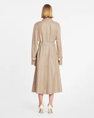 LANVIN Checked Belted Trench Coat - Nude