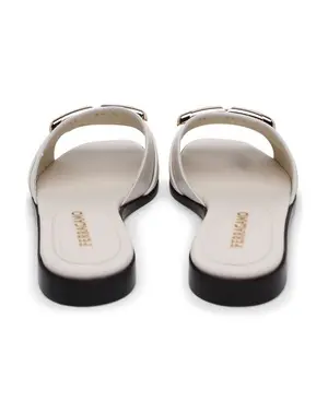 FERRAGAMO Horsebit Detail Slide Sandals