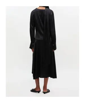 GANNI Cowl Neck Midi Dress With Scarf Detail