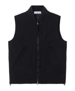 Stone Island Logo Patch Zipped Vest - Black