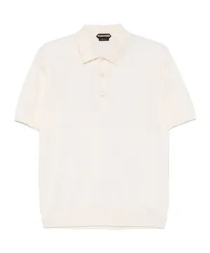 TOM FORD Fine Knit Short-sleeved Polo Shirt - Light Beige