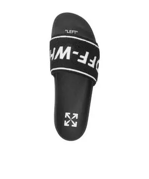 Off-White Textured Logo Strap Slides - Black