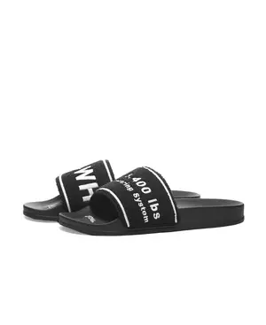 Off-White Textured Logo Strap Slides - Black