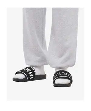Off-White Textured Logo Strap Slides - Black