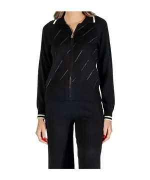 Liu Jo Zip-fastening Cropped Cardigan With Contrasting Edges