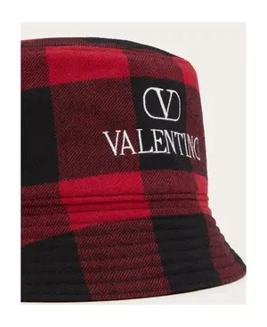 Valentino Garavani Logo-embroidered Checked Wool Bucket Hat