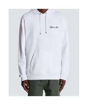 Balmain Logo Embroidered Drawstring Hoodie - White