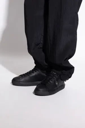 Versace Round Toe Lace-up Low-top Sneakers - Black