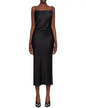 Nanushka Fiore Square Neck Satin Midi Dress