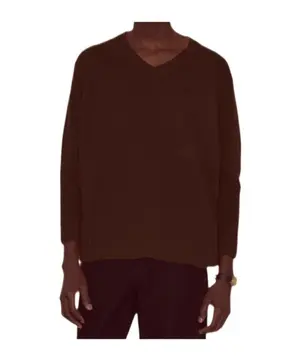 BODE Long-sleeved V-neck Sweater - Brown