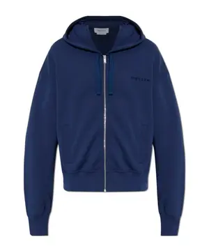Alexander McQueen Logo Embroidered Zip-up Hoodie - Navy
