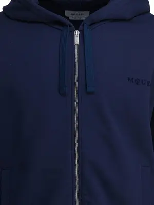 Alexander McQueen Logo Embroidered Zip-up Hoodie