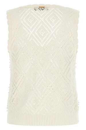 TWINSET Pearl Embellished Knit Tank Top