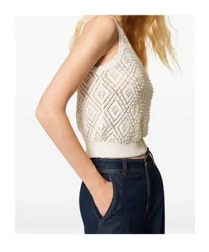 TWINSET Pearl Embellished Knit Tank Top