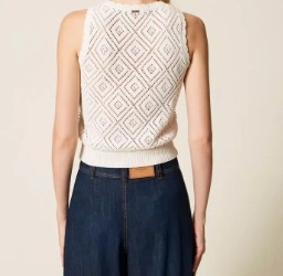 TWINSET Pearl Embellished Knit Tank Top