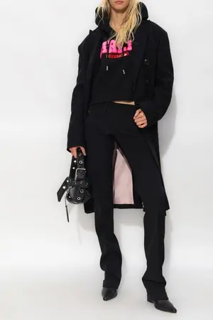 Dsquared2 Logo Printed Drawstring Hoodie - Black