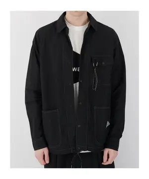 AND WANDER Cordura Cotton Ripped Shirt Jacket - Black