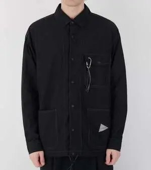 AND WANDER Cordura Cotton Ripped Shirt Jacket - Black