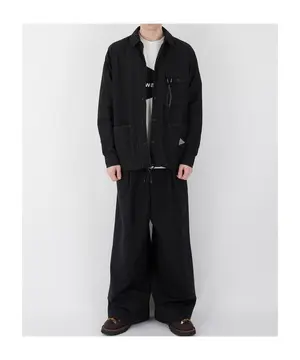 AND WANDER Cordura Cotton Ripped Shirt Jacket - Black