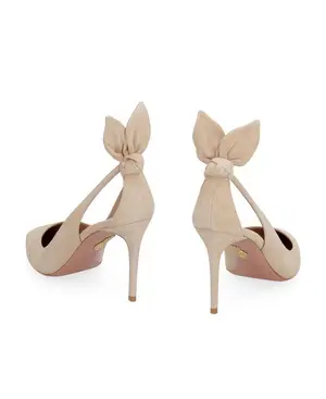 AQUAZZURA Deneuve Bow Tie Pumps - Nude