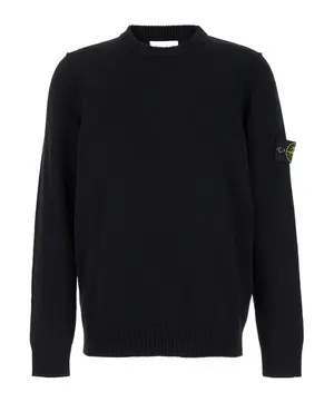 Stone Island Logo Patch Crewneck Sweatshirt - Black