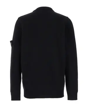 Stone Island Logo Patch Crewneck Sweatshirt - Black