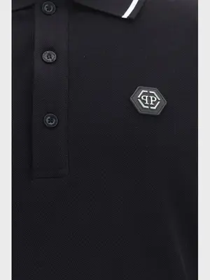 Philipp Plein Logo Patch Straight Hem Polo Shirt
