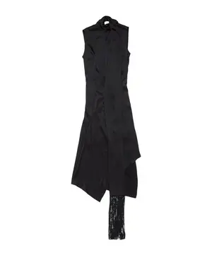Acne Studios Asymmetrical Draped Midi Dress With Fringes