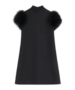 Valentino Garavani Crepe Couture Feather Mini Dress