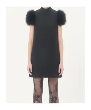 Valentino Garavani Crepe Couture Feather Mini Dress