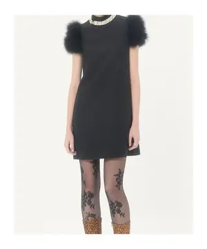 Valentino Garavani Crepe Couture Feather Mini Dress