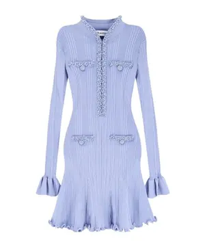 SELF-PORTRAIT Pearl Trim Knit Mini Dress