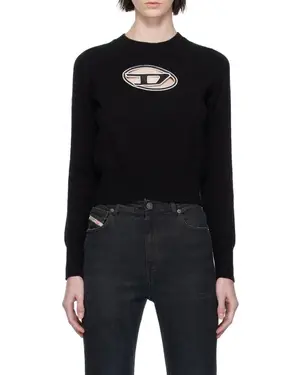 DIESEL® Logo Embroidered Ribbed Cropped Sweater