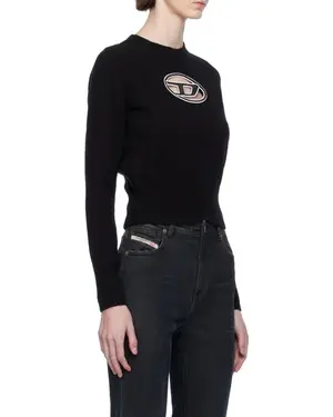 DIESEL® Logo Embroidered Ribbed Cropped Sweater