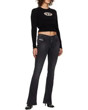 DIESEL® Logo Embroidered Ribbed Cropped Sweater
