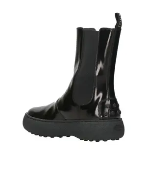 TOD'S W.g. Chelsea Slip-on Boots With Embossed Logo Detail - Black