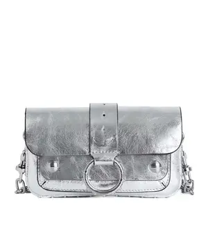 Zadig&Voltaire Flap Shoulder Bag With Studded Trim - Silver