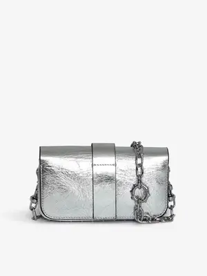 Zadig&Voltaire Flap Shoulder Bag With Studded Trim - Silver