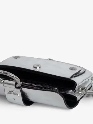 Zadig&Voltaire Flap Shoulder Bag With Studded Trim - Silver