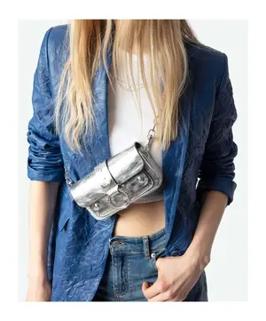 Zadig&Voltaire Flap Shoulder Bag With Studded Trim - Silver