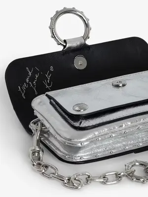 Zadig&Voltaire Flap Shoulder Bag With Studded Trim - Silver