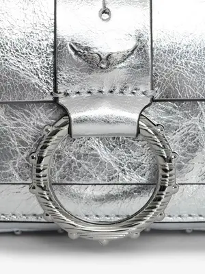 Zadig&Voltaire Flap Shoulder Bag With Studded Trim - Silver