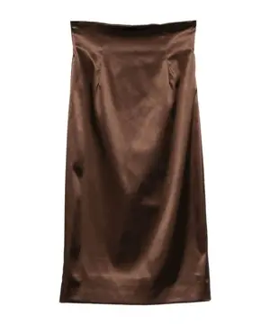 Dolce & Gabbana Satin Midi Skirt - Brown