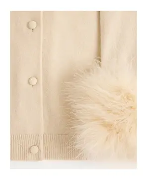 Valentino Garavani Feather-cuff Button-up Cardigan